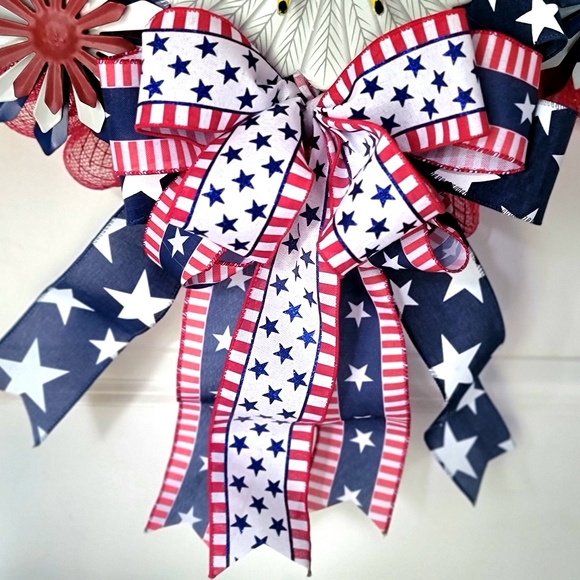 Hand Crafted | Holiday | Fourth Of July Patriotic Wreath Tin Eagle ...